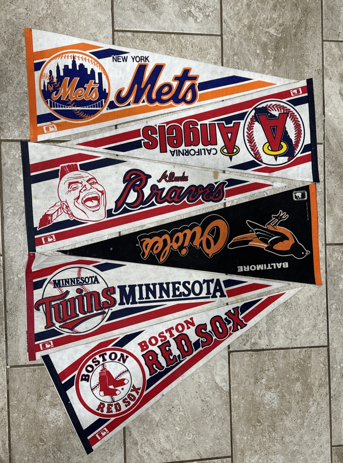 Lot of 6 Vintage Full Size Baseball MLB Pennants ~ 1980s 1990s | eBay