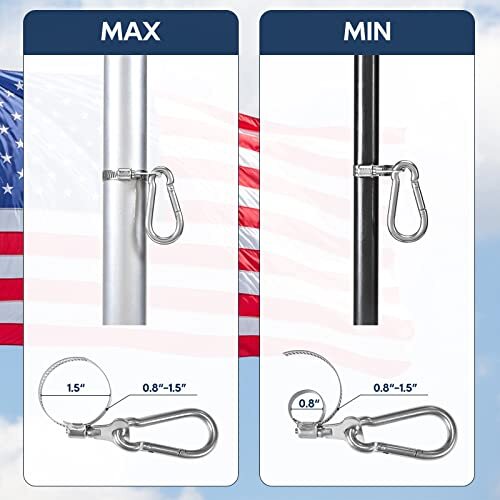 4Pcs Flagpole Ring,Stainless Steel Adjustable Flag Pole Rings Clamp ...