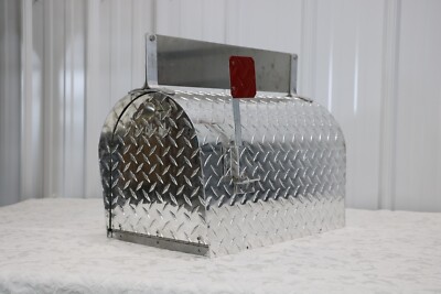 Heavy Duty Diamond Plate Aluminum Mailbox XL Size With Nameplate Round ...