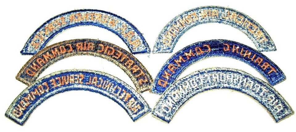 LOT OF 6 ORIGINAL CUT-EDGE WW2 - 1946 AAF SERVICE & COMMAND PATCH TABS ...