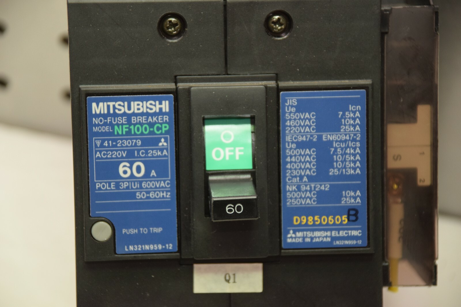 MITSUBISHI NF100-CP NF100CP 60AMP CIRCUIT BREAKER | eBay