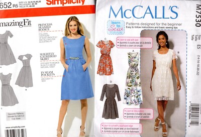 2 Dress Patterns: McCalls 7530 Pullover Lined & Simplicity 1652 ...