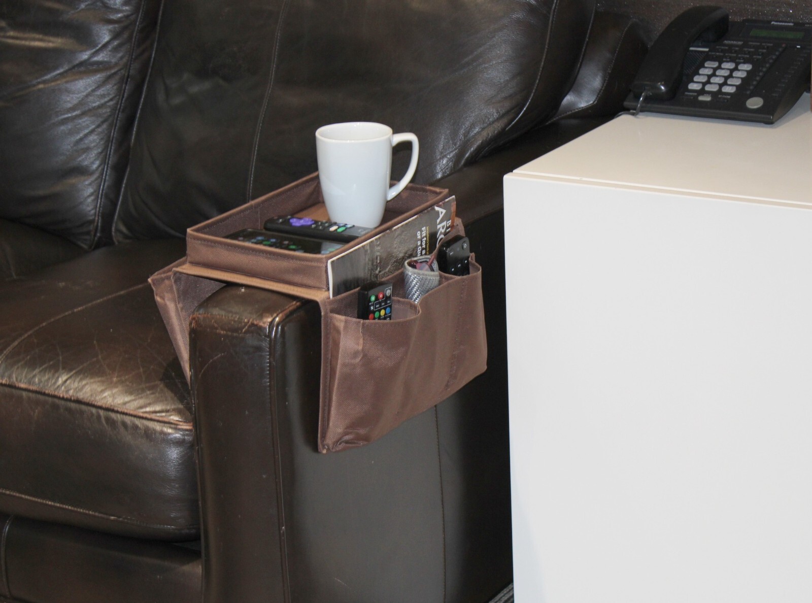 ARMCHAIR Remote Control Holder Snack Sofa Arm Rest Organizer Caddy ...