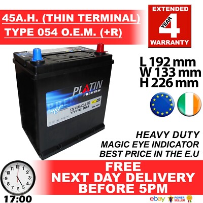 054 Platin 45AH Car Battery fits many Chevrolet Daewoo Honda Hyundai ...