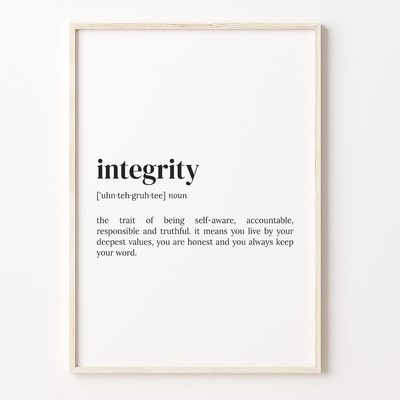 Integrity Definition Print Dictionary Poster Quote Wall Art ...