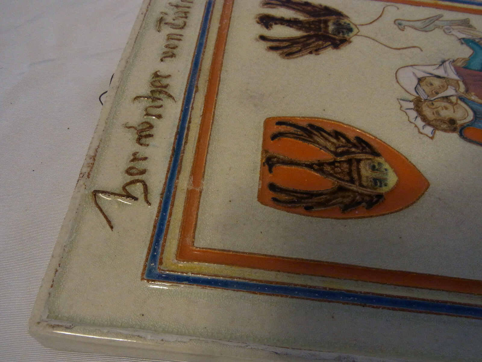 Karlsruhe Majolika Tile Falconer Knight Vintage German # 1 | eBay