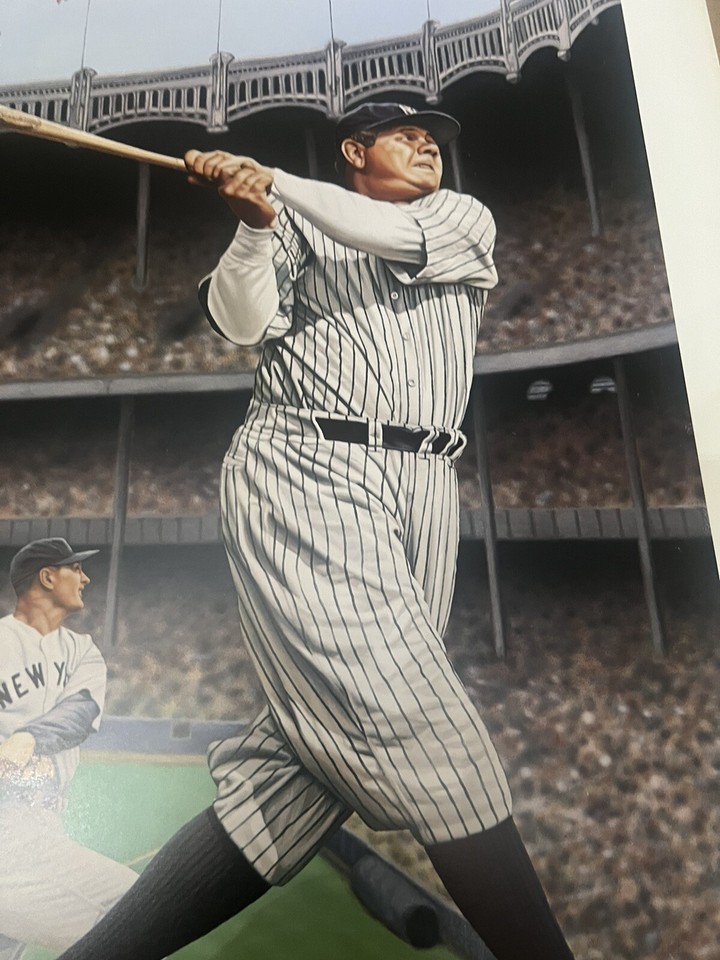 New York Yankees Legends Large Print Rare Babe Ruth Mickey Mantel | eBay