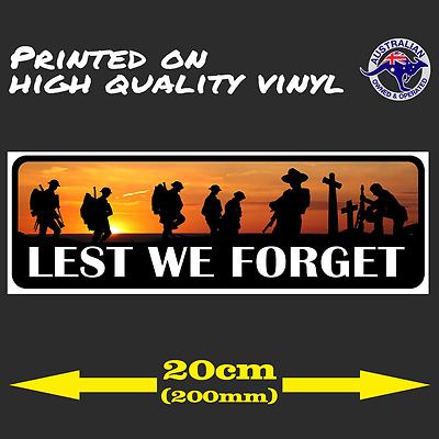 Anzac Day Lest We Forget Australian Army Car Decal Bumper iPad Vinyl ...