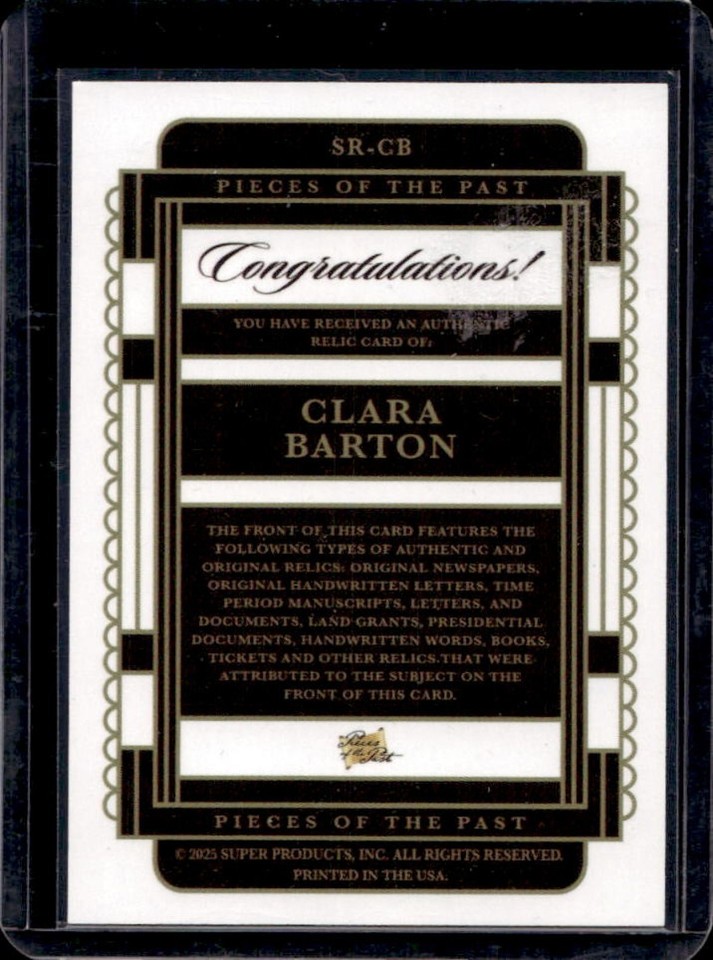 2025 Super Products Pieces of the Past Clara Authentic Relic #SR-CB | eBay