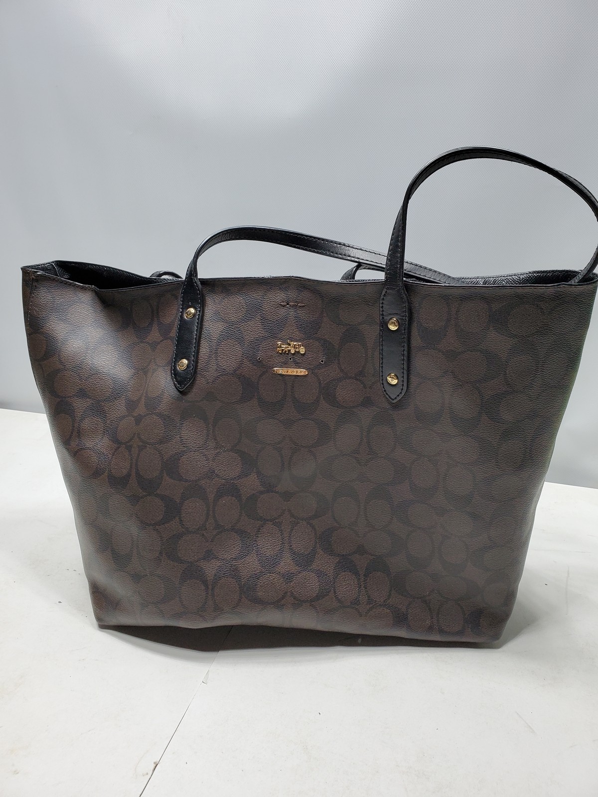 Coach City Tote Signature Leather Tote - Brown/Black (T2) | eBay