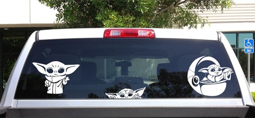 03-186 Baby Yoda Grogu Mandalorian SET Mando Window vinyl sticker decal ...