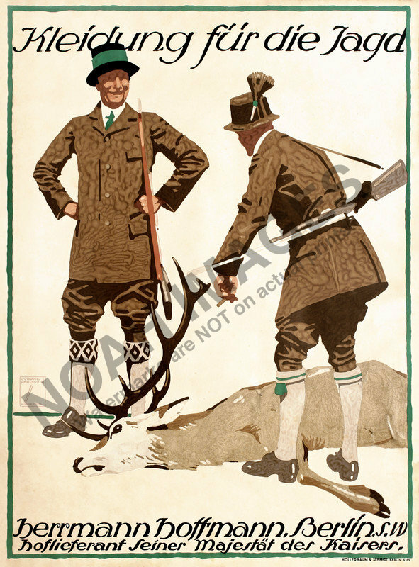 Hoffman vintage german hunting clothing fashion ad poster 12x16 | eBay