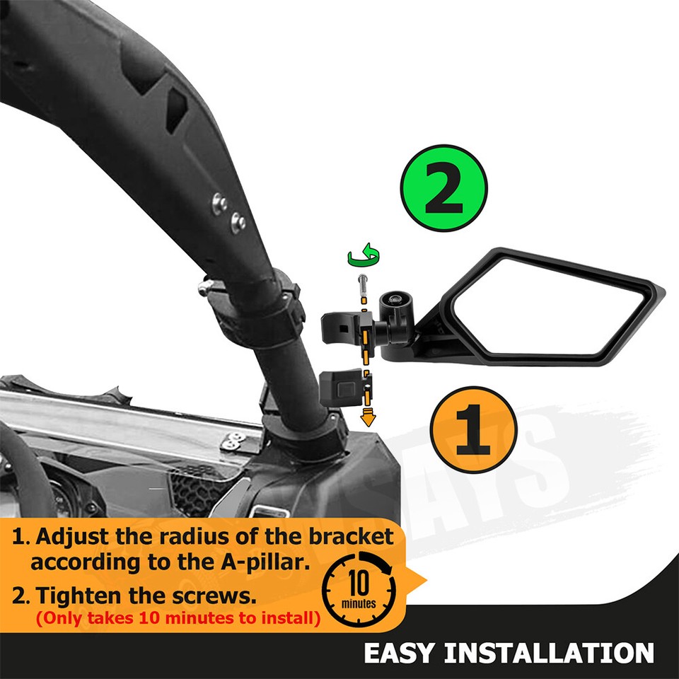 2019-2025 UTV Shatter-proof Adjustable Side Mirrors For Honda Talon ...