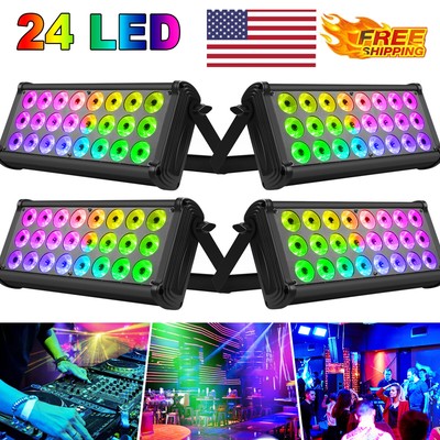 4PCS Wall Wash Stage Light Bar RGBW 24 LED Strobe DMX512 Party Disco DJ ...