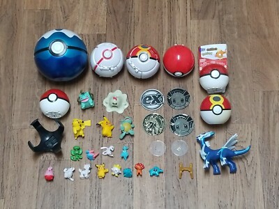 Pokemon Mini Figures 30 Pc Lot Miniature Figures Coins Pokeball Pokemon ...