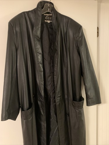 Vintage Global Identity III Black Leather Trench Coat Size M Ladies | eBay
