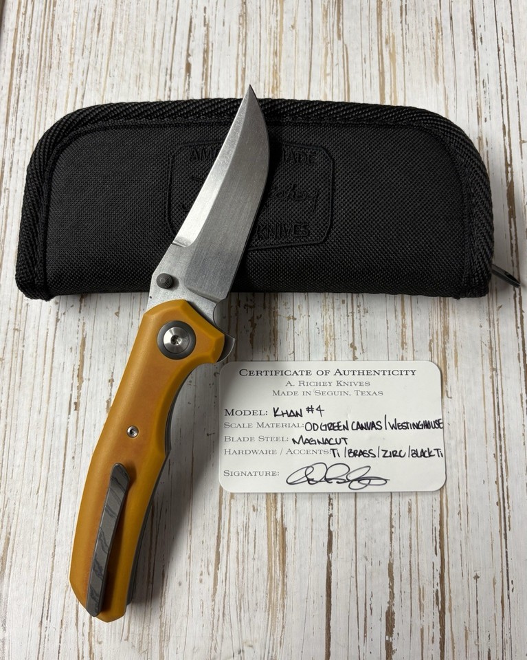 Adam Richey Custom Knives Khan #4 OD Green/Westy Micarta Magnacut | eBay