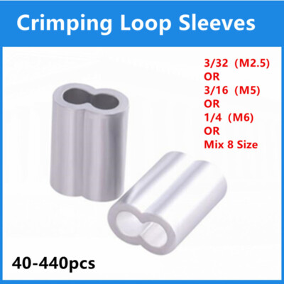 Aluminum Crimping Loop Sleeve 3/32" 3/16" 1/4", Cable Ferrule Wire Rope ...