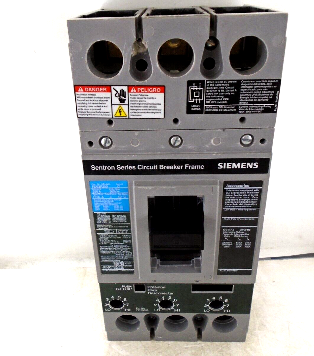 NEW SURPLUS ~ Siemens Sentron Series FD63F250 Circuit Breaker *FRAME ...