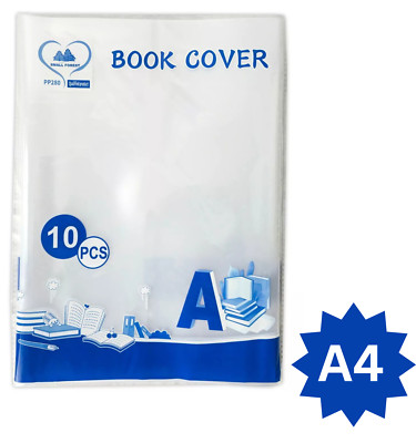 Pack of 10 A4 Clear Book Covers Exercise Plastic Clear School Notebook ...