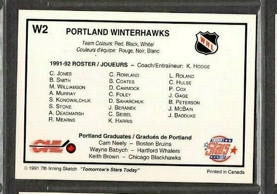 1991-92 7th Inning Sketch Winter Hawks #W2 Cale Hulse Hockey Signed ...