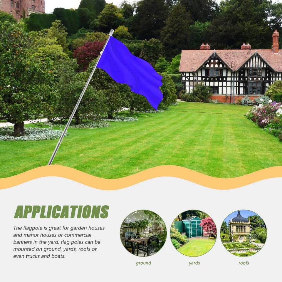 6ft Adjustable Flag Pole Stainless Heavy Duty Rotating Flag Anti Tangle ...