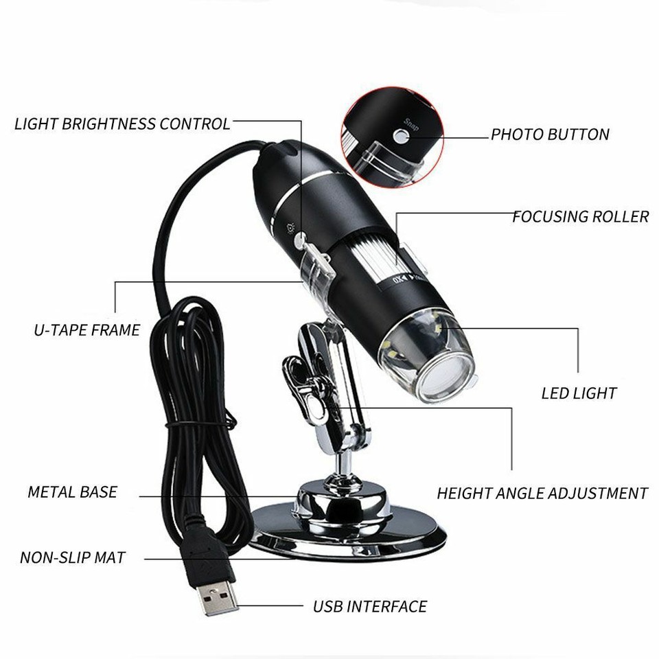 1000X Zoom 3in1 HD 1080P USB Microscope Digital Magnifier Endoscope ...