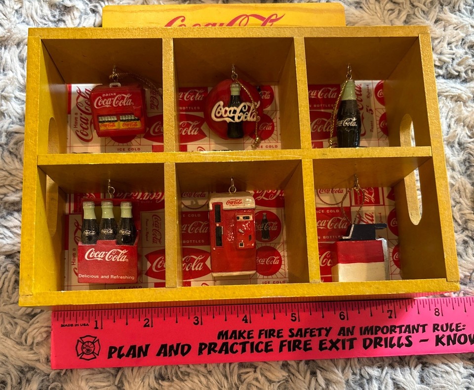 Mini Coca Cola Crate Ornament Display With Ornaments. Rare Collectible ...