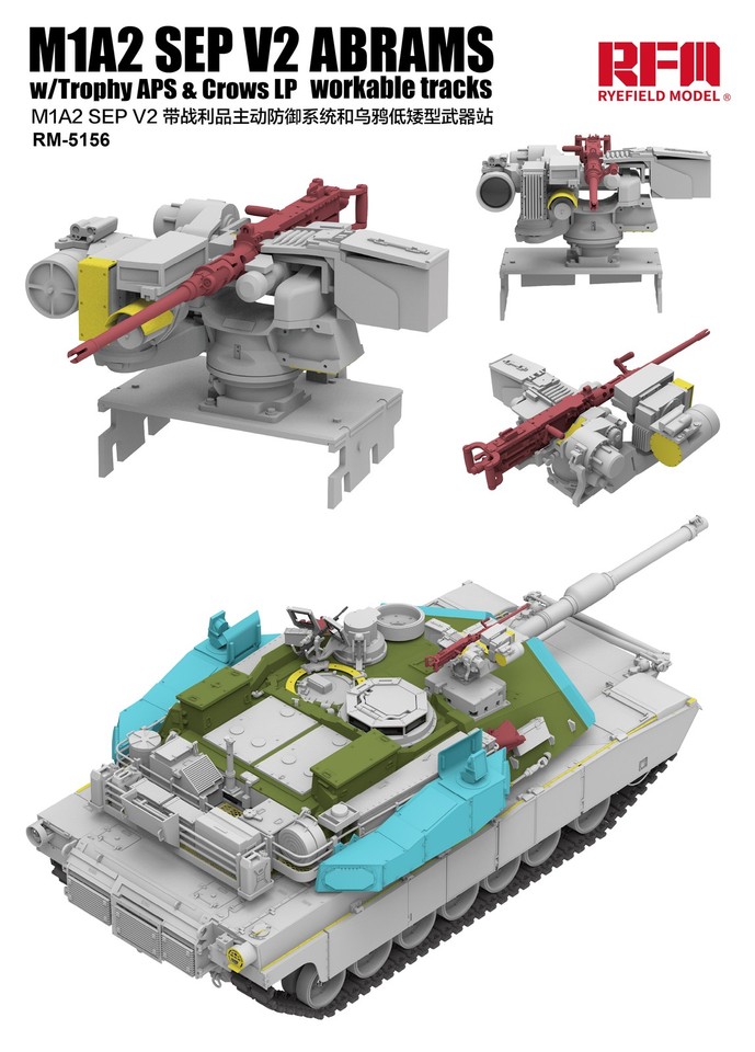RYE FIELD 5156 1/35 M1A2 SEP V2 ABRAMS w/Trophy APS & Crows Lp Workable ...
