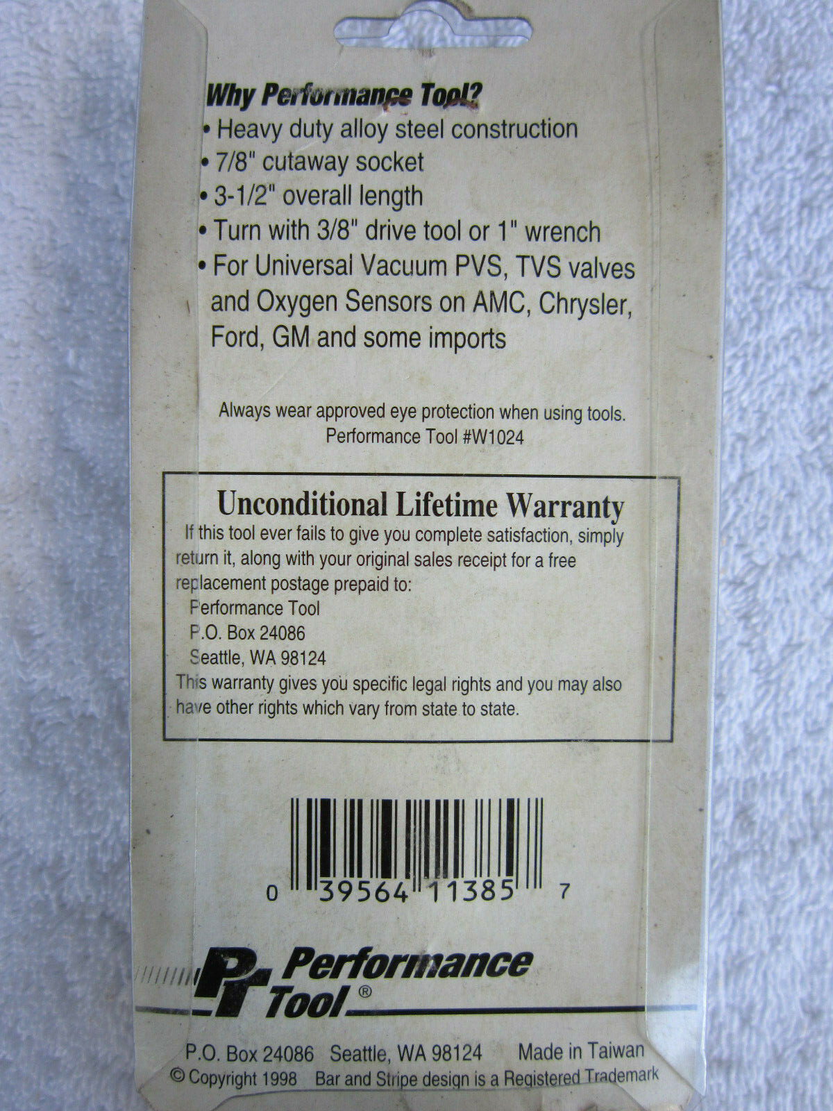 Performance Tool - Oxygen/Vacuum Sensor Socket [7/8" Cutaway] (Part ...