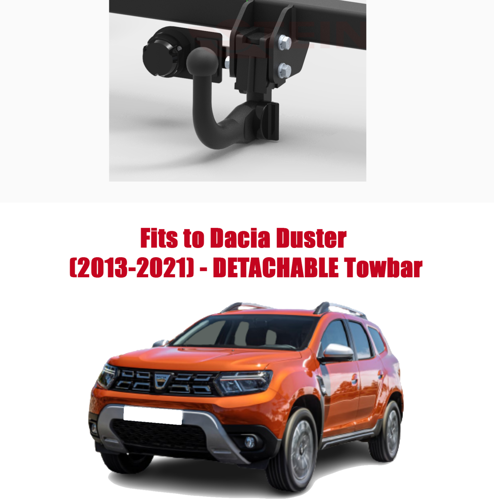 DETACHABLE Tow Bar For Dacia Duster (2013-2021) & 13 Pin Bypass Relay ...