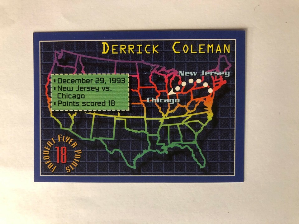 1994 DERRICK COLEMAN Topps Frequent Flyer Basketball Card # 3 of 5 Made ...