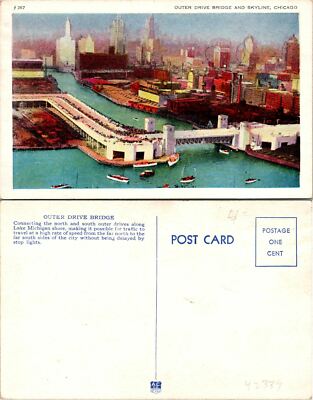 Chicago IL Outer Drive Bridge Skyline Postcard Unused (41339) | eBay