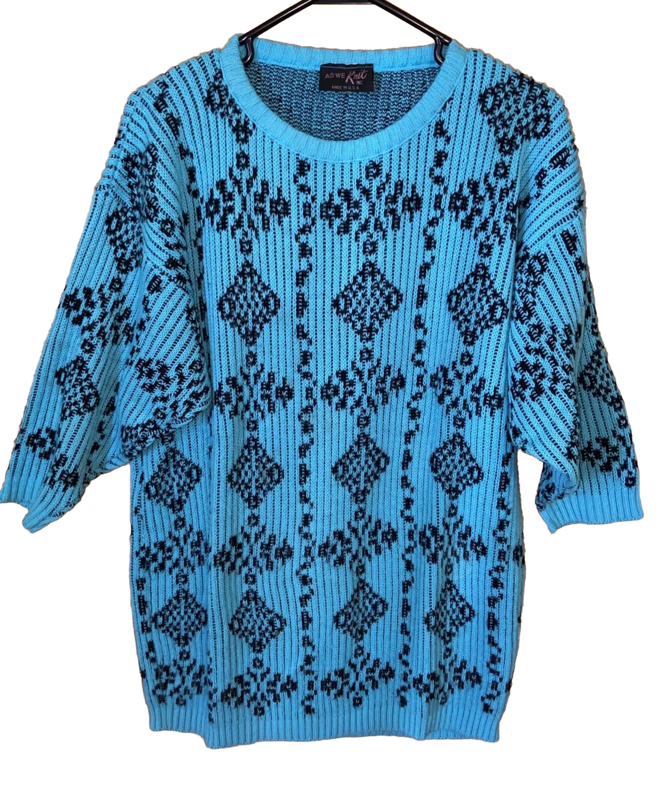 Vintage Women’s Sweater -As We Knit Acrylic Sweater - Blue Size Medium ...