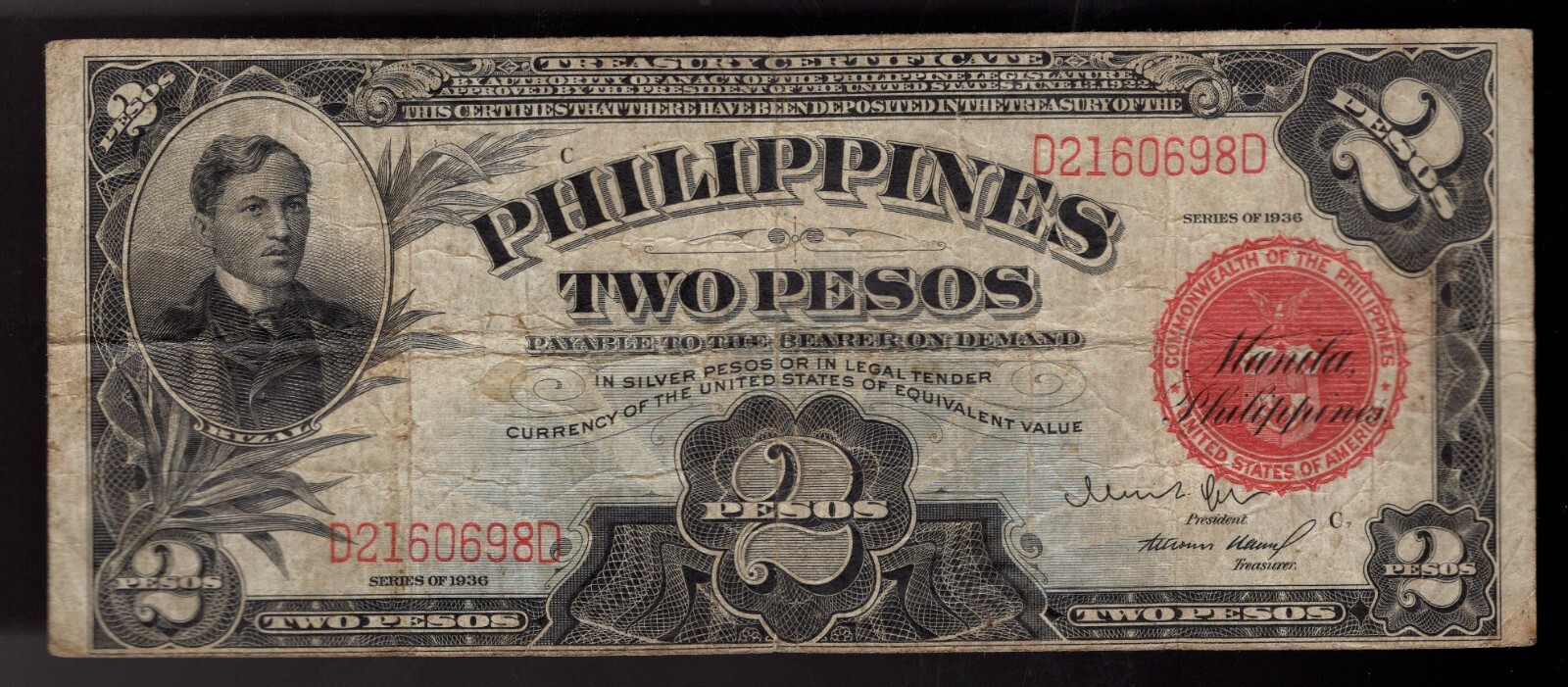 1936 Philippines 2 Pesos Note - Pic# 82a | eBay