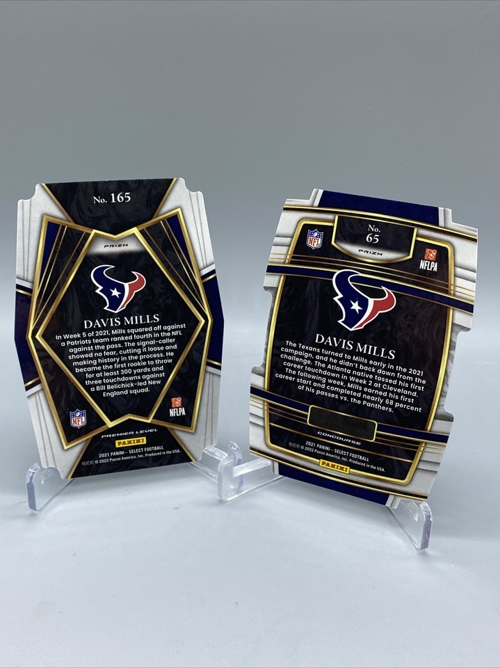 2021 Select Davis Mills Premier & Concourse Yellow Black Die Cut #165 ...