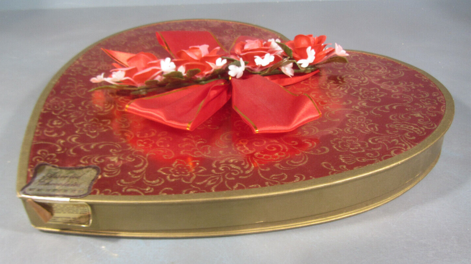 Vintage 13" Valentine Heart Candy Box Red Flowers with Inserts Zachary ...