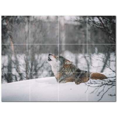 Wolf Ceramic Tile Wall Mural PT501231. 24" W x 18" H (12) 6x6 tiles | eBay
