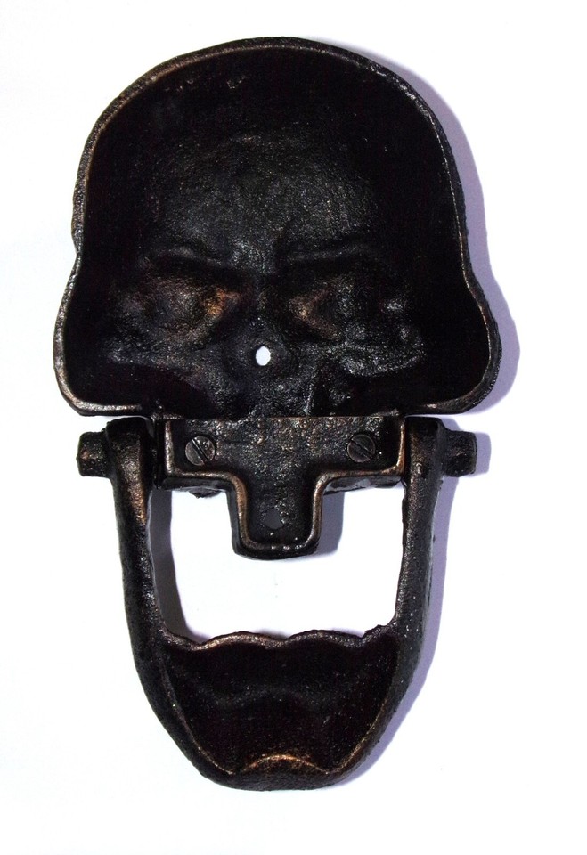 Skull Door Knocker Cast Iron Head Moveable Jaw Gothic Halloween ...