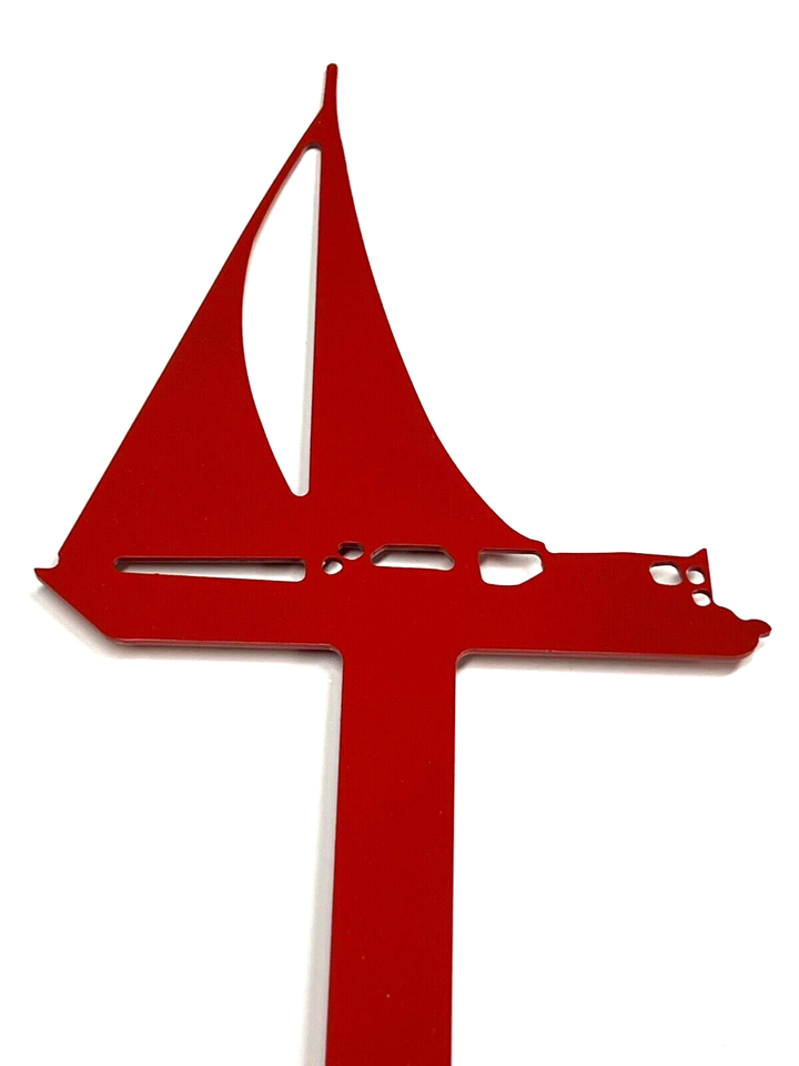 Sailboat Metal Mailbox Flag Painted Red CNC Metal Art Hardware Included ...