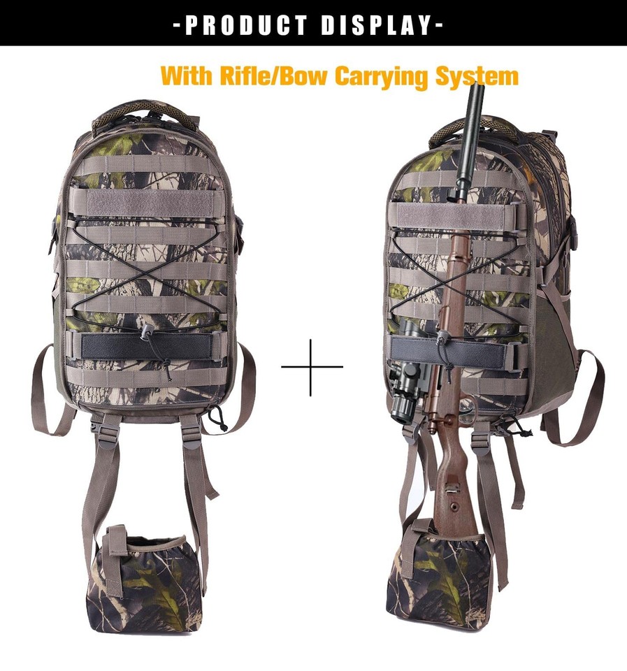 Hunting Backpack with Rifle Bow Holder Hunting Daypack with Waterproof ...