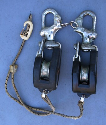 LARGE PAIR HEAVY DUTY SAILBOAT PULLEY SAILING BOATING OCEAN SEA YACHT ...