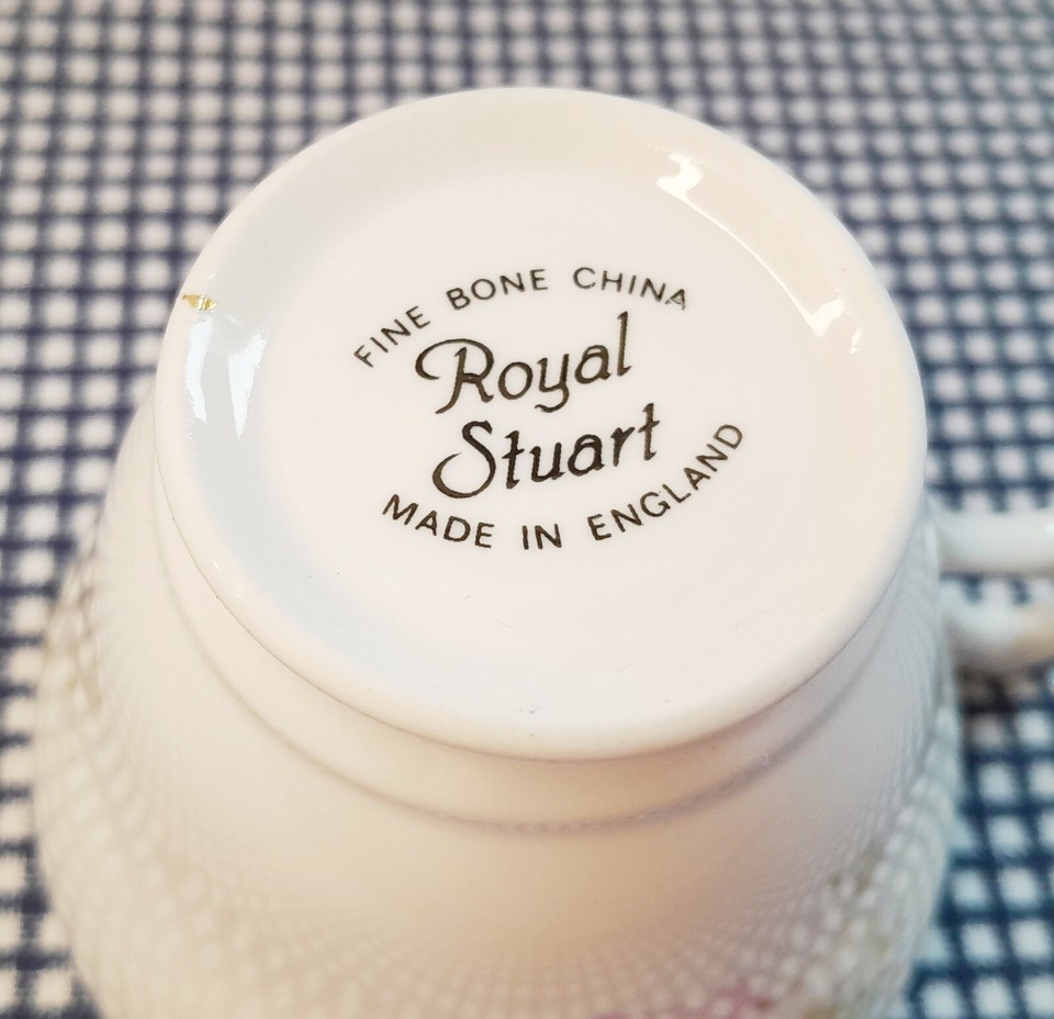 Vtg Royal Stuart PINK MORNING GLORY tea cup & saucer fine bone china ...