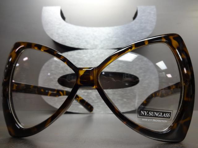 OVERSIZE EXAGGERATED HUGE Clear Lens EYE GLASSES Unique Bow Shaped ...