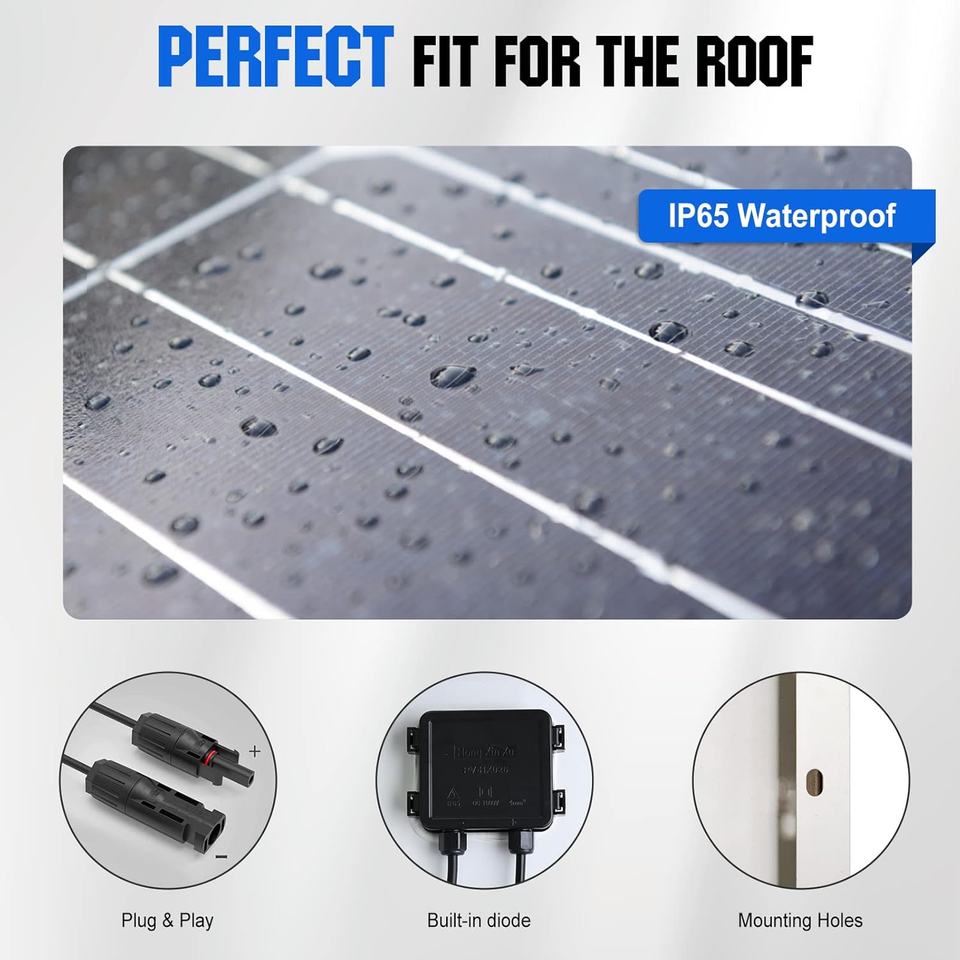 200 Watts 12 Volt/24 Volt Solar Panel Kit with High Efficiency ...