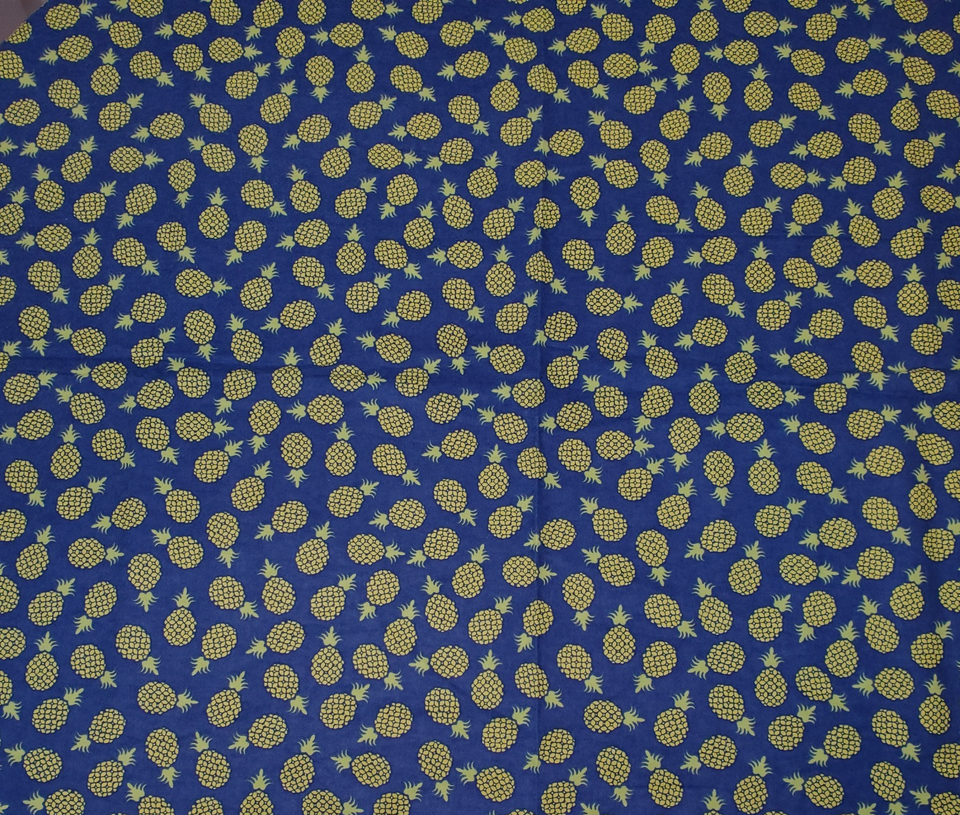 Pineapple Flannel Fabric Joann Navy Blue 43 x 43 | eBay