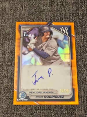 2024 BOWMAN CHROME ORANGE REFRACTOR JESUS RODRIGUEZ AUTO RC. AUTOGRAPH ...