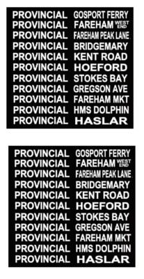 MODEL BUS TRANSFERS 1/76th SCALE 2 SETS (each 11 diff) DESTINATIONS ...