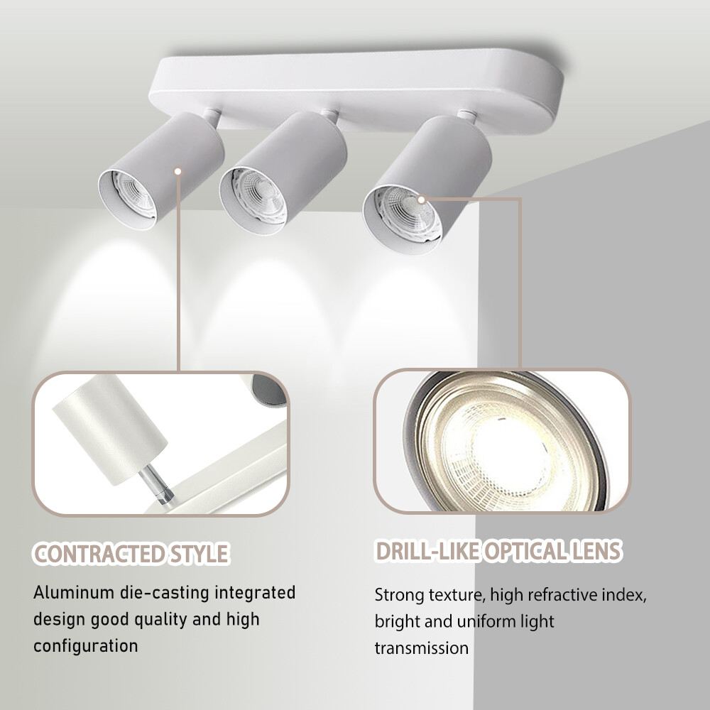 3 Way Ceiling Spotlight Adjustable Kitchen Bar Spot Light LED GU10 ...