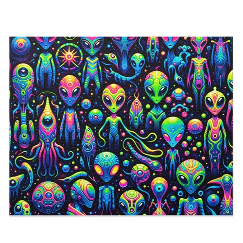 Puzzle (120, 252, 500-Piece) Alien Neon Space Abstract Universe Trippy ...